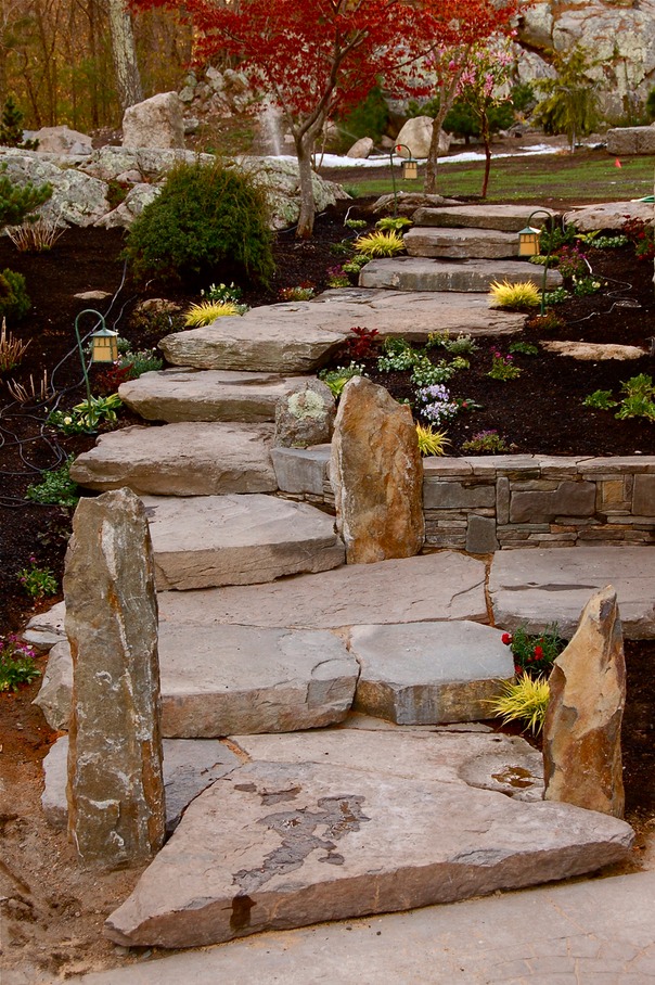 Artistic Stonework - A fieldstone path and stairs project.